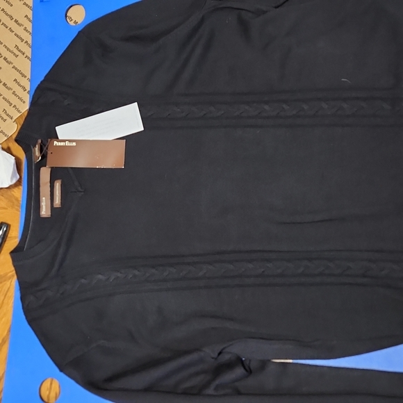 Perry Ellis | Sweaters | Mens Perry Ellis Black Vneck Sweater Nwt Size ...